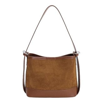 Generic Kexpery Sac seau en PU pour femmes et filles Sac d&eacute;paule &agrave; fermeture &eacute;clair Bandouli&egrave;re r&eacute;glable Sac patchwork pour shopping sorties