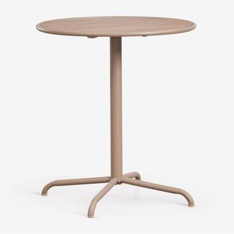 Sklum Runder Gartentisch &Oslash;65 cm aus Stahl und Akazienholz Tilda Moka Braun