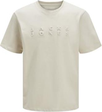 Jack & Jones Jcopacer T-Shirt &agrave; col Rond imprim&eacute; SS, Beige Clair, M