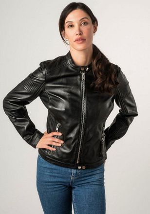 Mauritius Lederjacke 2Wima mit Druckkn&ouml;pfen, mit &Auml;rmelsteppungen