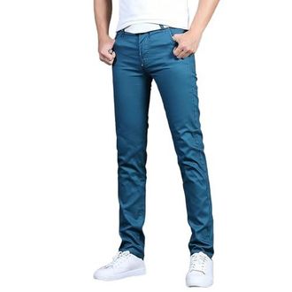 Generic Pantalon habill&eacute; pour homme, coupe ajust&eacute;e, en lin extensible, pantalon dext&eacute;rieur tendance &agrave; bas ouvert, pantalon d&eacute;contract&eacute; en coton avec poches, p