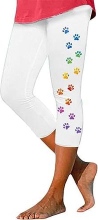 ORANDESIGNE Pantalon Capri Femme été Pantalon Stretch en Dentelle Taille Haute 3/4 Longueur Leggings Capri Leggings Courts Collants Souples Pantalons Décontractés