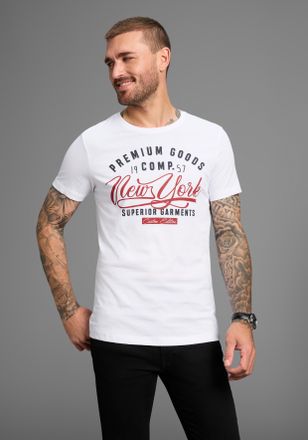 AJC T-Shirt AJC, Herren, Gr. XXL (60/62), wei&szlig;, Jersey, Obermaterial: 100% Baumwolle, bedruckt, unifarben, schmal, Rundhals, Shirts T-Shirt, kurz&auml;rmelig, 