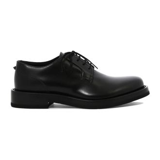 Valentino Garavani Homme, Chaussures, Noir, Taille: 44 EU Chaussures en Cuir Noir &agrave; Lacets