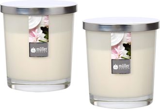 ECI Maxi Duft-Kerzen-Glas Windlicht Aroma-Kerze 110/95 mm mit Deckel | 2er Set Soft Creme