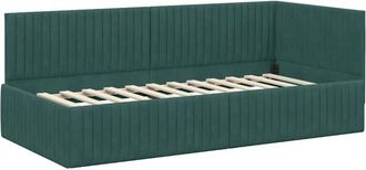 vidaXL Eckbettgestell mit Kopfteil Dunkelgrün 90 cm x 200 cm Stoff vidaXL