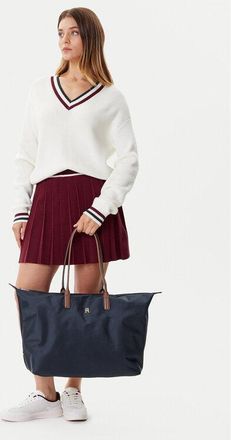 Tommy Hilfiger Handtasche Popette Maxi Tote AW0AW17996 Dunkelblau
