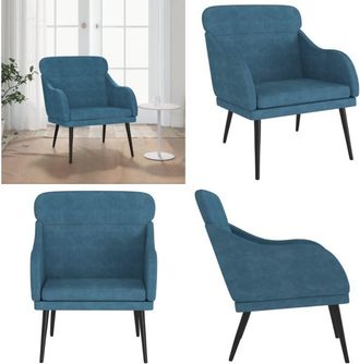 vidaXL Sessel Blau 63x76x80 cm Samt - Samtsessel - Blau - Wohnzimmersessel - Bequemer Sessel - Lounge Chair - Home & Living