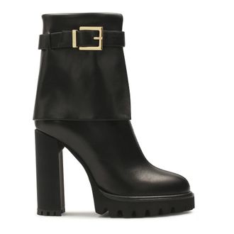 Kazar Schwarze Lederstiefel mit umgeschlagenem Oberteil.Dieses Produkt f&auml;llt klein aus. - - Shoes - Damen - Schwarzk - 38 EU