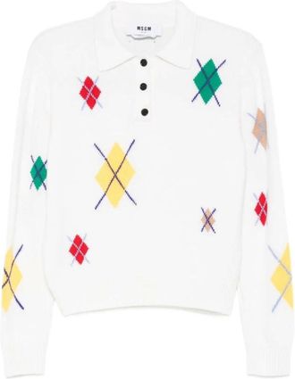 Msgm Msgm, Femme, Pulls, Multicolore, Taille: 38 FR Polo Pull &agrave; Manches Longues