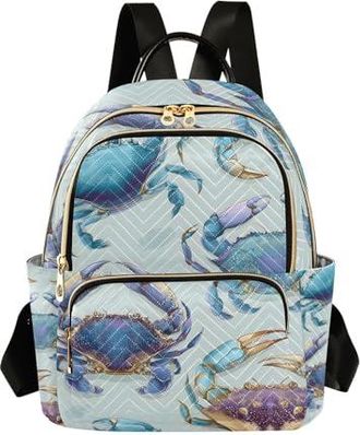 Mnsruu Mini sac à dos pour femme, motif crabe, bleu, gris, océan, côte, petit sac à dos tendance pour femme, sac à dos décontracté, Multi1023, S