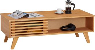 IDIMEX Couchtisch Sean, mit 2 Fächern in braun, eleganter Beistelltisch im skandinavischen Design, praktischer Wohnzimmertisch mit Schiebtür aus massiver Kie