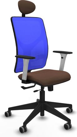 Piqueras y Crespo Stuhl aus Netzgewebe mit wei&szlig;en und schwarzen Armlehnen, h&ouml;henverstellbarer Lendenwirbelst&uuml;tze und festem Kopfteil, ausgestattet mit Syncro/Traslack u