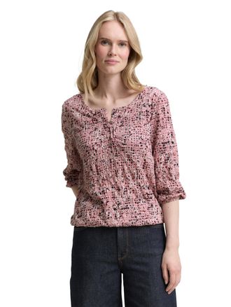 Tom Tailor Damen 1047731 Crinkle Blusenshirt mit Muster, 38827-Rose Abstract Dot Design, 3XL