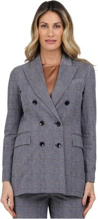 Circolo 1901 Femme, Vestes, Bleu, Taille: 36 FR Veste à carreaux à double boutonnage