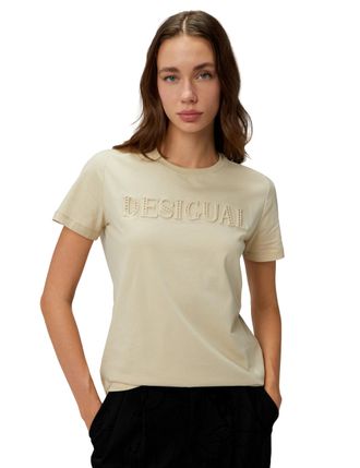 Desigual Damen 25SWTK17 T-Shirt, White, XS