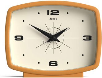 Jones Clocks Film Schreibtischuhr | Rechteckiges retrodesign | Senfgelb | Midcentury Stil mit modernem Finish ideal für Regal, Tisch, kaminsims oder nachttisch