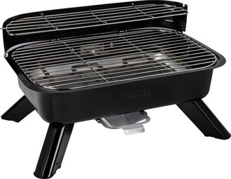 Princess 01.112252.01.001 &eacute;lectrique, charbon de bois Barbecue avec protection anti-vent, avec pied, avec r&eacute;glage manuel de la temp&eacute;rature noir Q751442