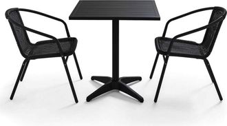 Oviala Oviala - Ensemble table de jardin bistrot et 2 chaises en aluminium gris