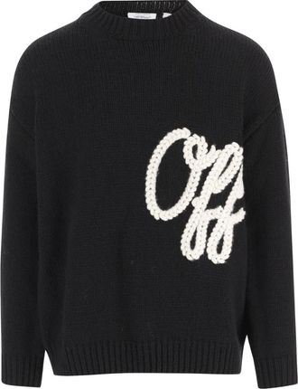 Off-white Homme, Pulls, Noir, Taille: S Pull en laine avec inscription logo