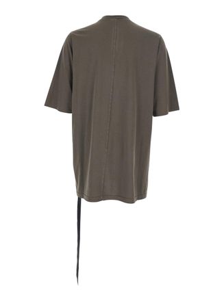Rick Owens Mens Crew Neck T-Shirt Raised Collar Grey Cotton T-Shirts And Polos