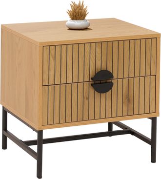 Mendler Nachttisch HWC-O39, Beistelltisch Nachtschrank Schrank, Schublade Melamin MDF Metall 50x48x39cm - Natur