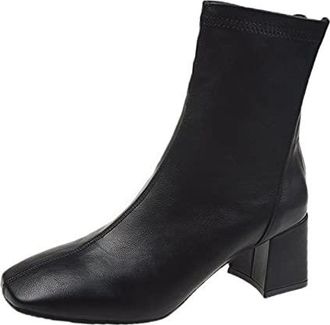Generic Bottes &agrave; fermeture &eacute;clair &agrave; talons carr&eacute;s pour femme Chaussures &agrave; bout solide pour femme Bottes &agrave; fermeture &eacute;clair pour homme, Noir, 37.5 EU