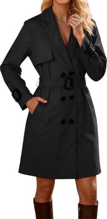 Generic Vestes pour femmes 2026 style occidental double boutonnage anorak veste pour chaud automne hiver manteau long coupe-vent v&ecirc;tements dext&eacute;rieur avec cap