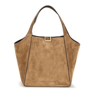 Brunello Cucinelli Sartorial Small Suede Bucket Bag - - Bags - Damen - Beige - ONE SIZE