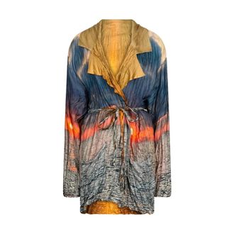 Roberto Cavalli Sonnenuntergangsdruckjacke mit Tailleng&uuml;rtel - - Jackets - Damen - Mehrfarbig - XS