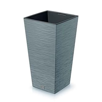 Prosperplast Zementfarbenes Pflanzgef&auml;&szlig; mit Beh&auml;lter, Kollektion FURU, 20 x 20 x 38 cm, Inhalt 5 L