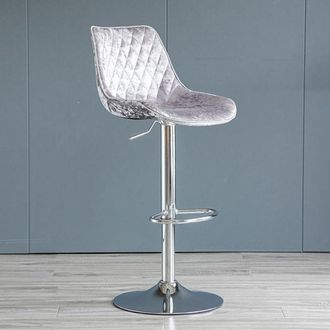 Generic Barhocker aus Leder, silberfarbenes Gestell, h&ouml;henverstellbarer Drehhocker, Barhocker mit hoher R&uuml;ckenlehne/60-80 cm