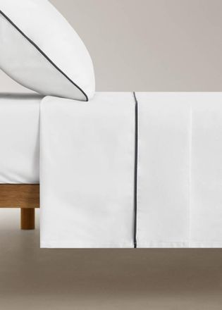 Mango Drap plat berceau percale de coton liser&eacute; en contraste bleu ciel - Home - 100x150cm - MANGO HOME