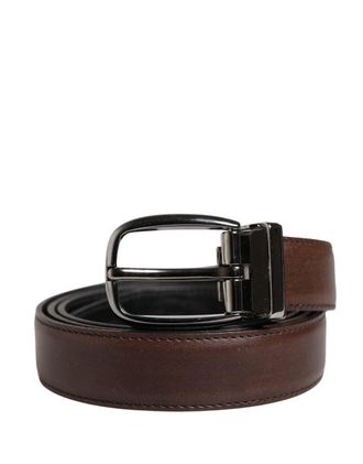 Dolce & Gabbana Men Brown Classic Leather Metal Buckle Belt Calf