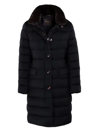 Moorer doudoune à col en fourrure artificielle - Bleu