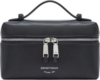 Emporio Armani Femme, Sacs, Noir, Taille: ONE Size Trousse de toilette en cuir Nappa avec bandouli&egrave;re