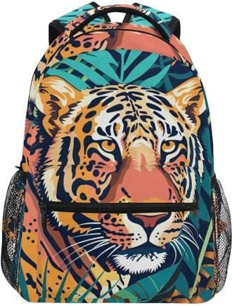 Generic Feuilles De Palmiers Tigre Tropicales Sac &Agrave; Dos L&eacute;ger Sacs A Dos Loisir Cartable Scolaire Pour Voyage Femme Randonn&eacute;e 29X40Cm