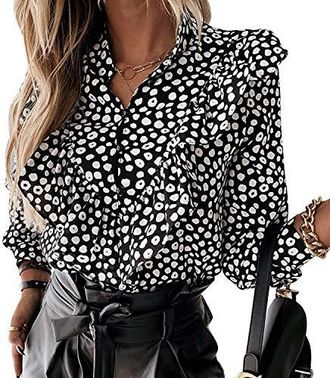 Onsoyours Chemisier Femme Tunique Haut Demi Manches Blouse Travailleur Col Blanc Chemisier Femme Chic Fermeture Éclair Col V A Noir 2 L