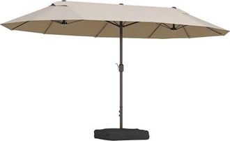 OUTSUNNY Parasol de jardin exterieur parasol double rectangulaire 4,6L x 2,7l x 2,4H m avec ouverture fermeture manivelle, sacs de lestage et base inclus, pour
