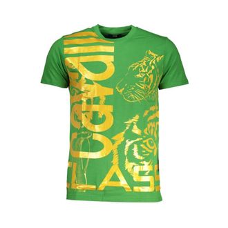 Cavalli Gr&uuml;nes Baumwoll-Print-Logo-T-Shirt - - Tops - Herren - Gr&uuml;n - XL