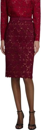Self Portrait Femme, Jupes, Rouge, Taille: 36 FR Guipure Lace Midi Skirt
