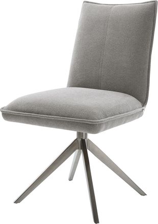 DELIFE Esszimmerstuhl Lelio-Flex Kreuzgestell breit Graphit Strukturstoff Soft Grau 360&deg; drehbar Wippfunktion Taschenfederkern