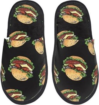 Generic Pantoufles DHiver Hamburger Mignon Noir Peluche Pantoufles DH&ocirc;tel Doux Hiver Chausson Pour Automne Int&eacute;rieur Spa L