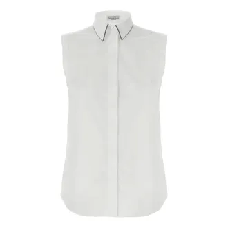 Brunello Cucinelli Femme, Blouses et Chemises, Blanc, Taille: 44 FR Sleeveless Shirt