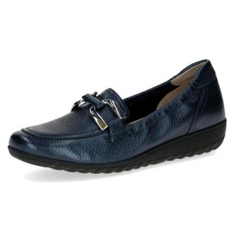 Caprice Caprice Damen Slipper aus Leder mit Zierschnalle, Blau (Ocean Deer), 39 EU