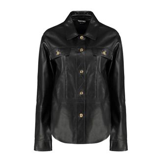 Tom Ford Femme, Vestes, Noir, Taille: 38 FR Chemise Veste Boutonn&eacute;e en Cuir