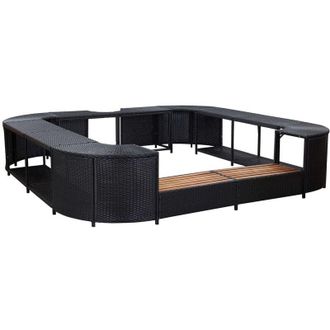vidaXL Vidaxl - Whirlpool-Umrandung Quadratisch Schwarz 268x268x55 Poly Rattan
