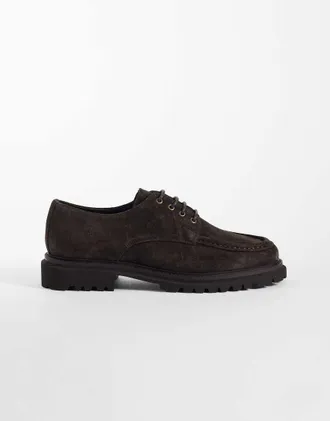 Asos Wildleder-Schn&uuml;rschuhe in Braun mit abgen&auml;htem Schuhblatt und Profilsohle