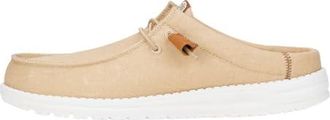 HeyDude Wally Slip Stretch Canvas - Chaussures pour Hommes - Baskets avec Semelles Confortables - Style Mocassin, Tan/White, 42
