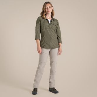 Craghoppers Adventure III Hemd f&uuml;r Damen Lang&auml;rmlig (Wilde Olivefarbe)